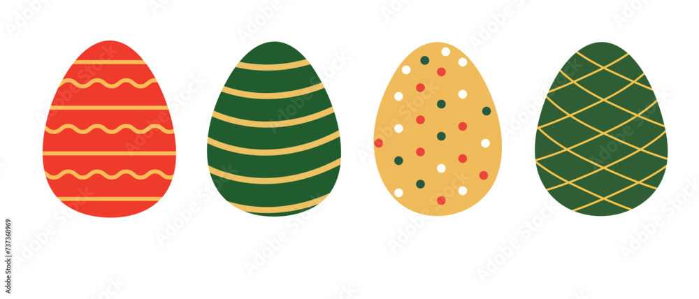Easter Egg Vector. Set of color ester eggs. Vector set of easter eggs, silhouette. Easter day ...