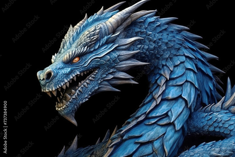 Zodiac symbol Blue Dragon, Chinese New Year, dark background ...