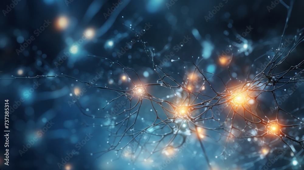 Light micrograph of human brain tissue showing neurons and glial cells ...