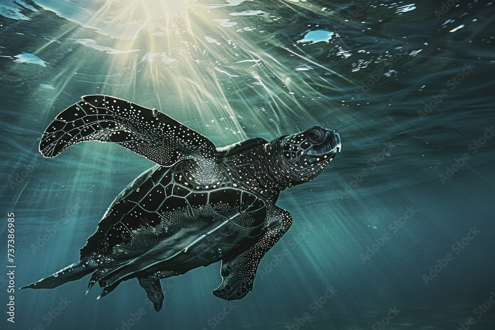 Leatherback Sea Turtle in it's Natural Habitat, High Resolution Files ...