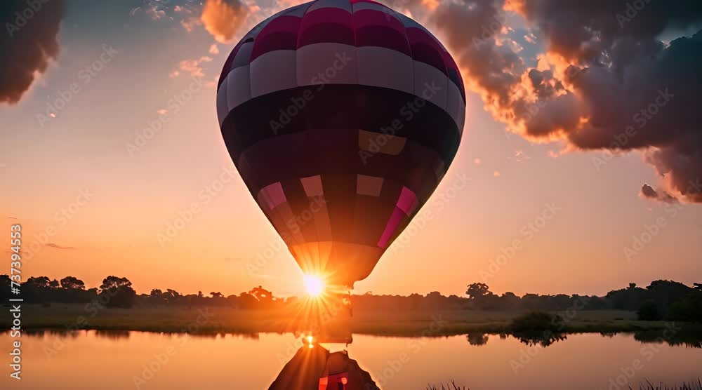 Vidéo Stock bellissima mongolfiera che viaggia tra nuvole dai colori ...