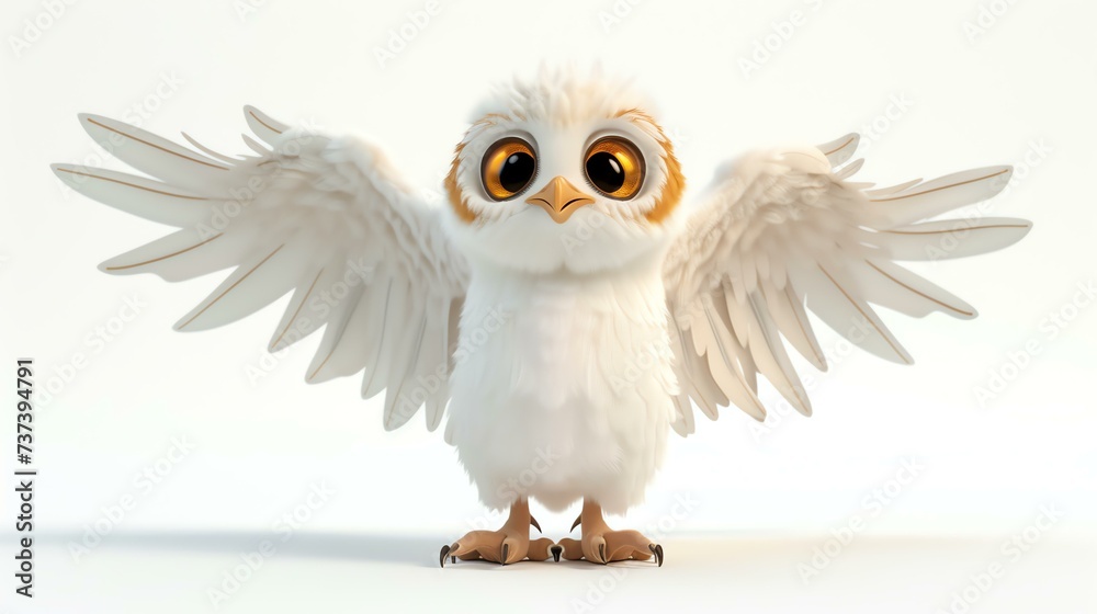 A whimsical and adorable 3D depiction of a harpy with vibrant colors ...