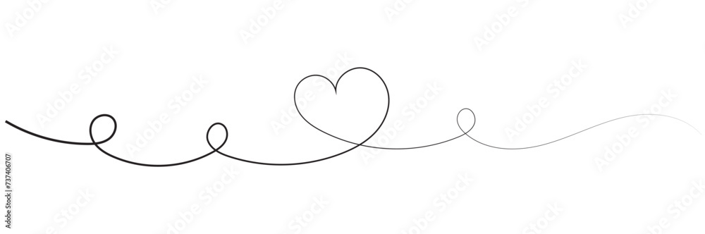Hand drawn heart line art banner background transparent isolated Stock ...