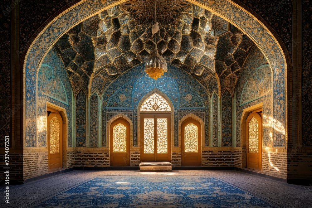 Interior of a gorgeous mosque. beautiful interior design with floral ...