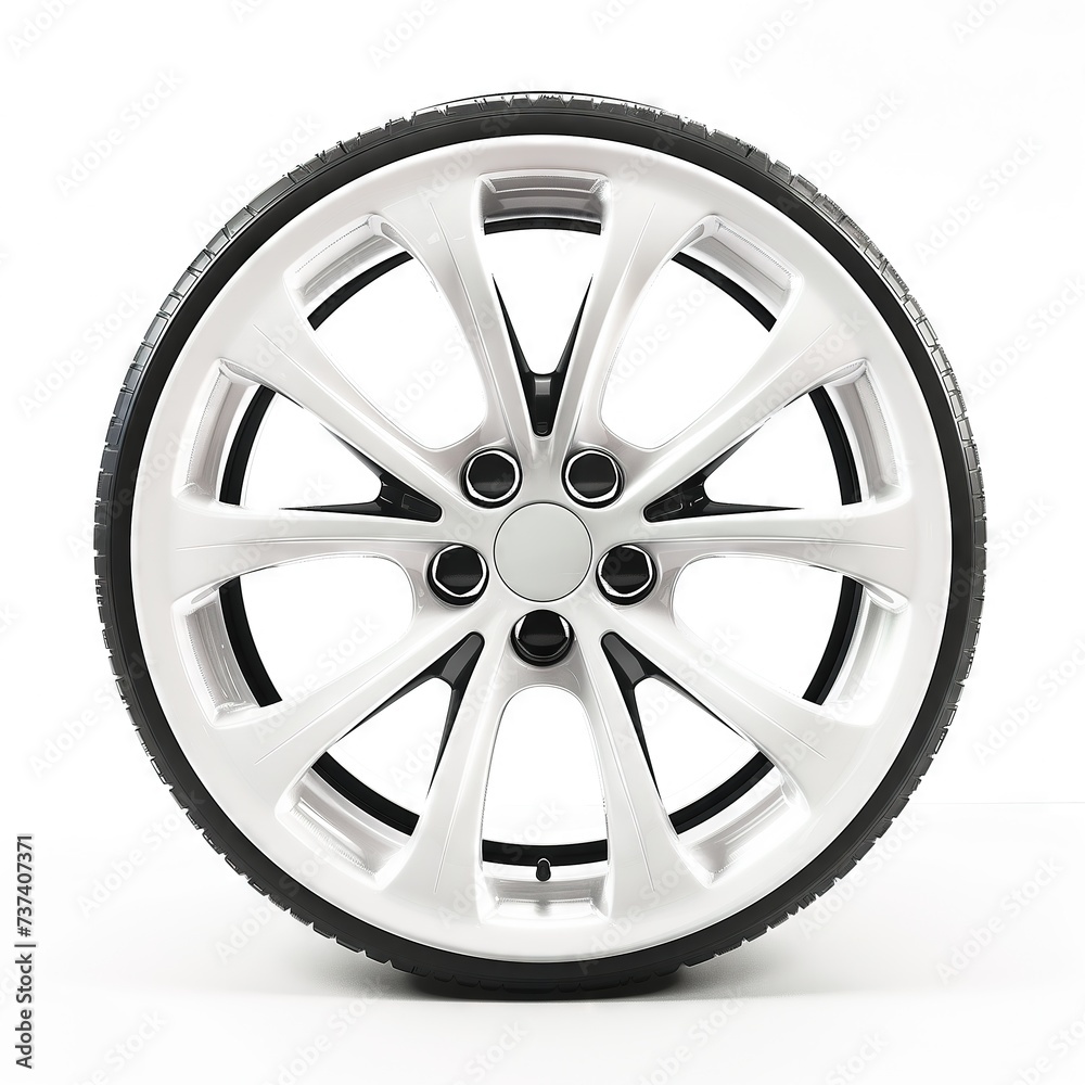 silver wheel, six spokes, contemporary design, modern sophistication ...