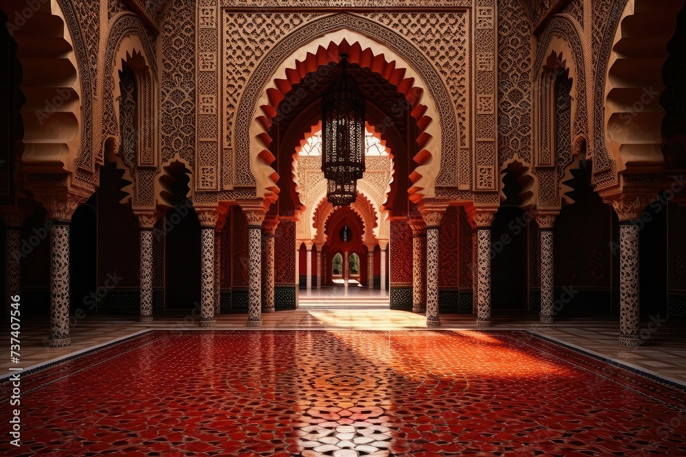 Muslim prayer place. mosque inside view. beautiful interior of a mosque ...