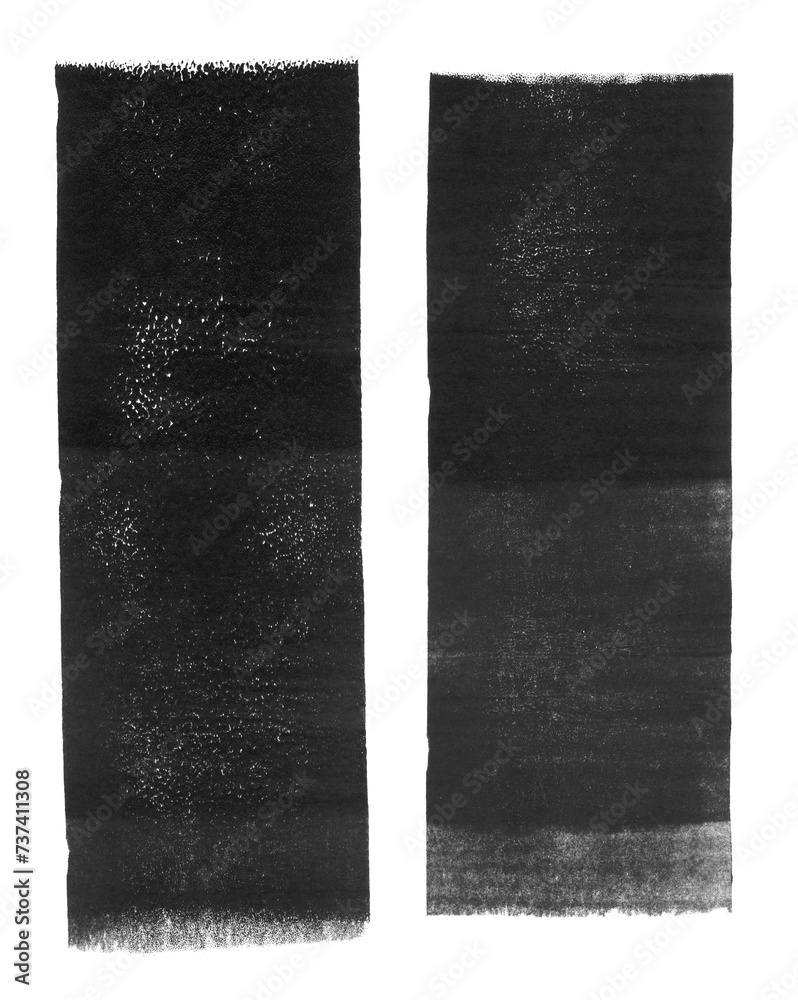 Linocut, relief printing rectangle textures, stripes. Black and white ...