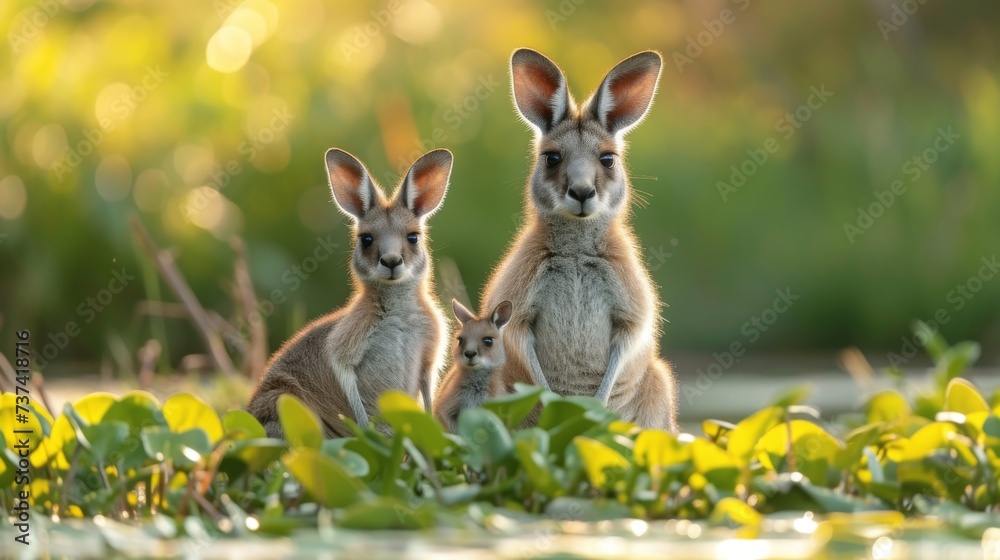 Kangaroo Family: Heartwarming scene of a kangaroo family, symbolizing ...