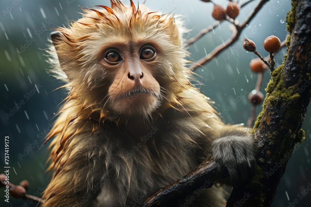 little white monkey in the Jungle, monkey in the Jungle, Central ...