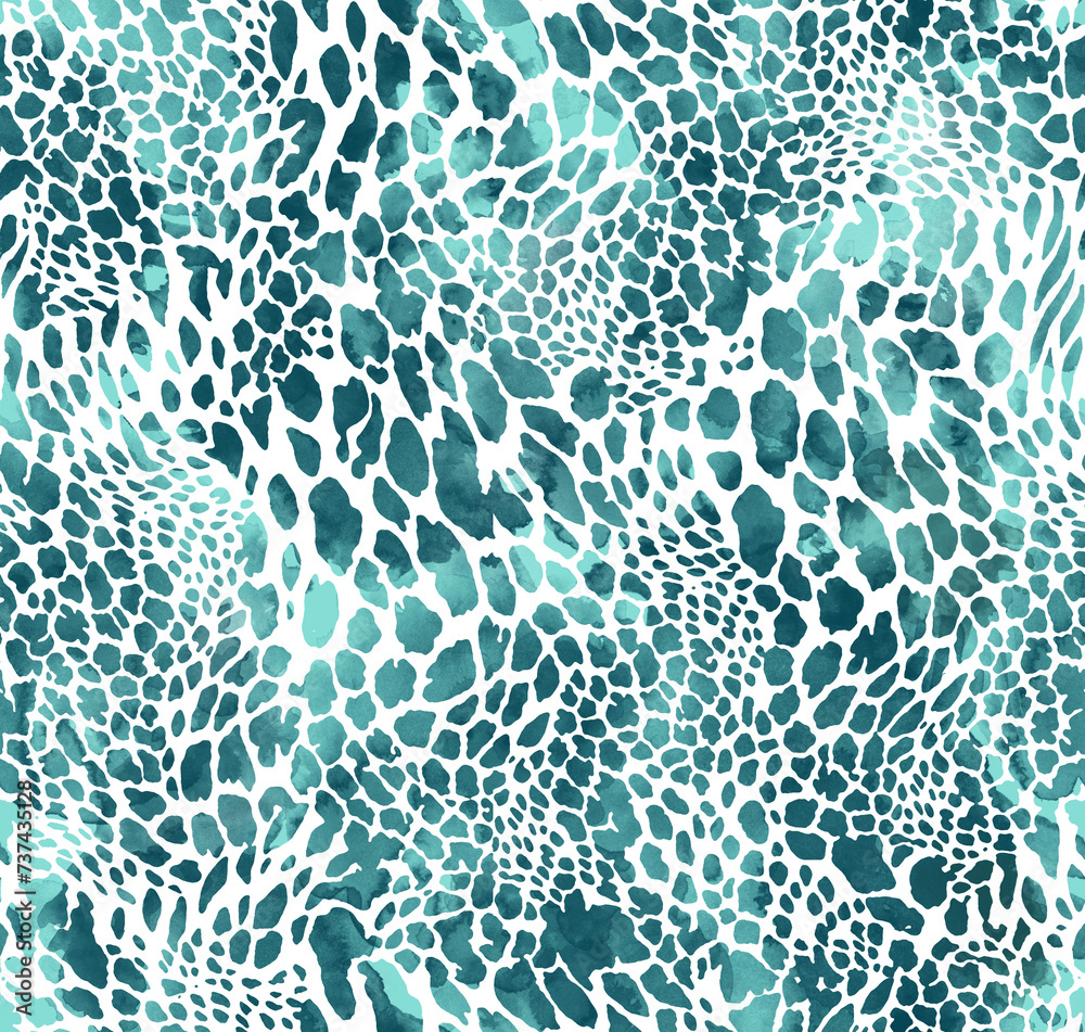 Plakat Obraz Watercolor Abstract animal skin leopard wild cats seamless pattern design background wallpaper 40x40 cm