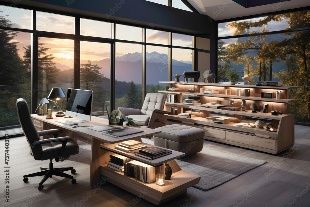 Envision the functionality and style of a contemporary office ...