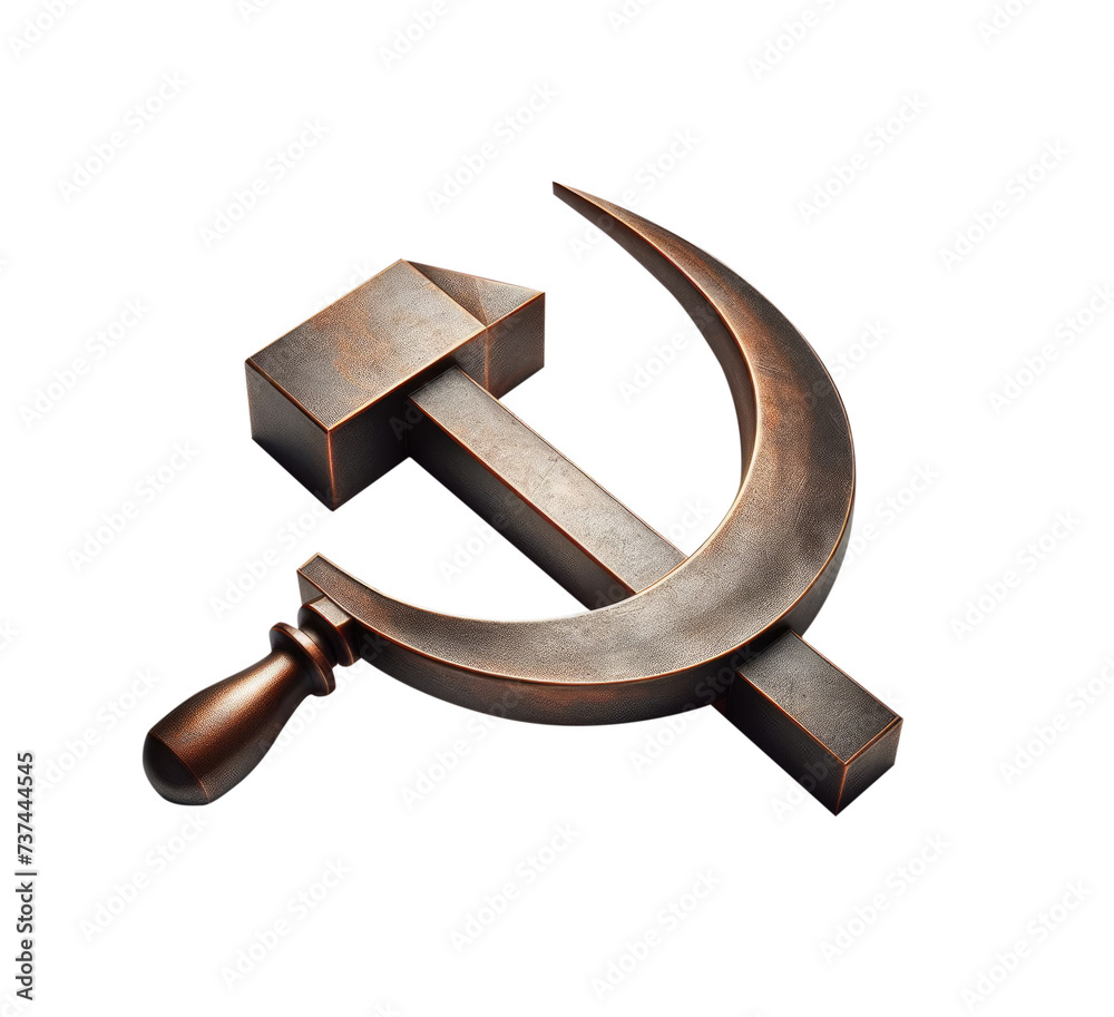 Copper Communism symbol of a hammer and a Hammer and Sickle. 3D ...