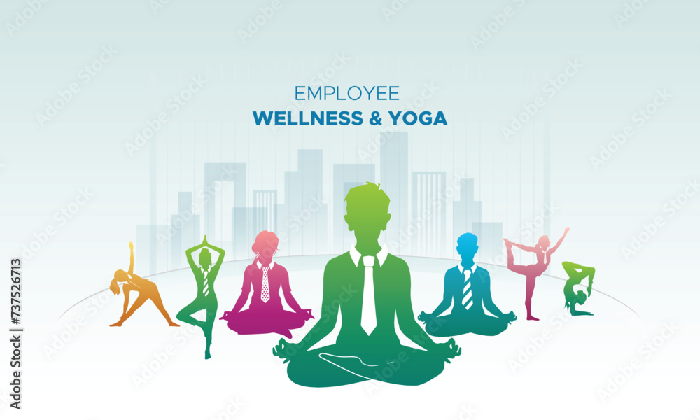 Yoga Vector illustration. Yoga Day banner poster with group of people ...