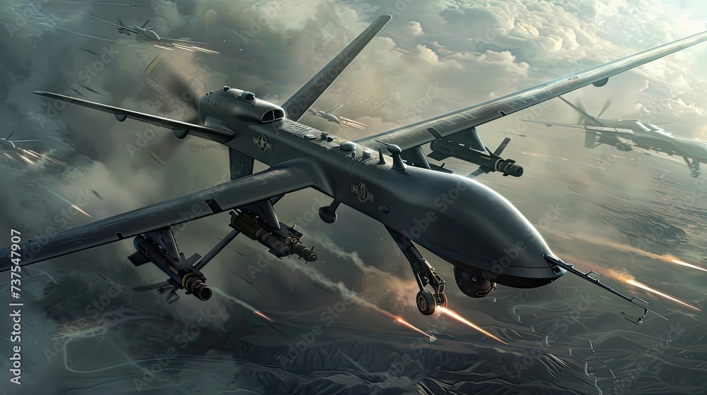 The combat drone or military drone is accurate and realistic based on ...