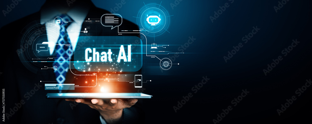 Human interact with AI artificial intelligence virtual assistant ...