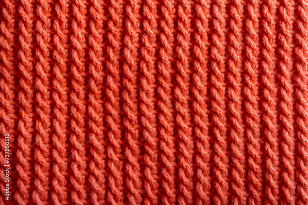 Textured Red Knitted Fabric Close-up A close-up of a vibrant red ...