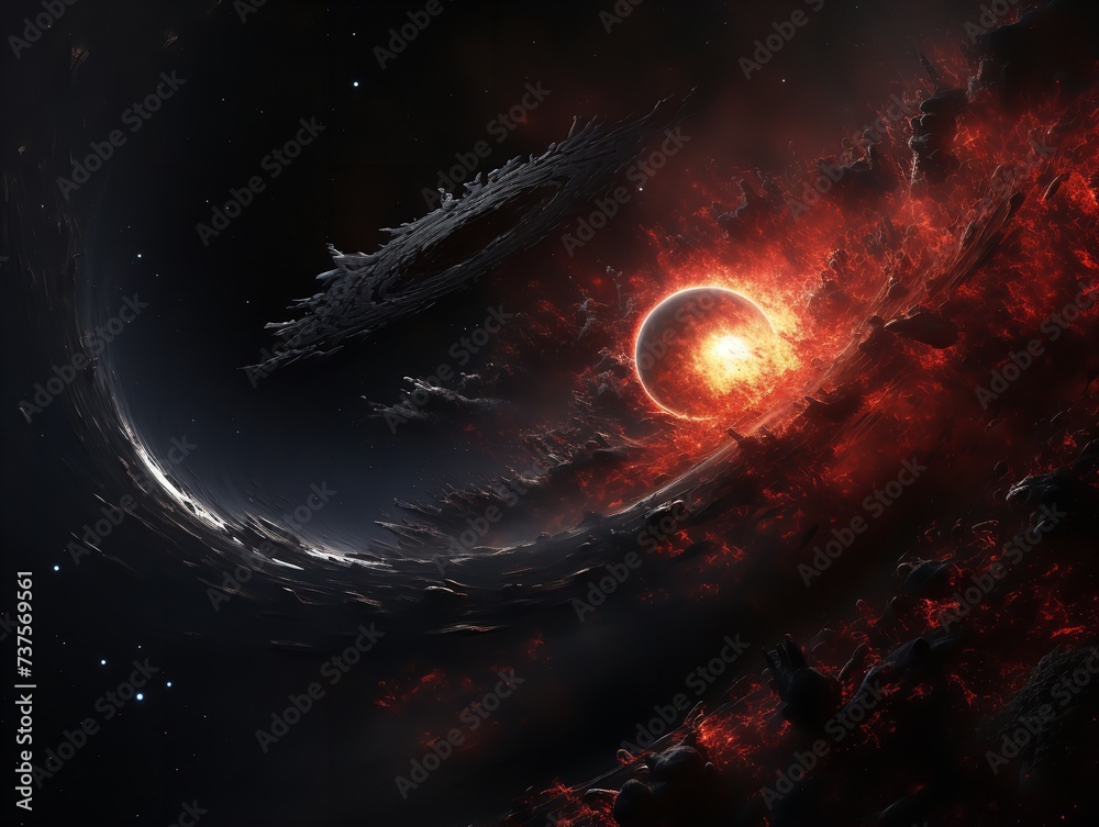 Amidst the vast expanse of the universe, a mesmerizing spiral galaxy is ...