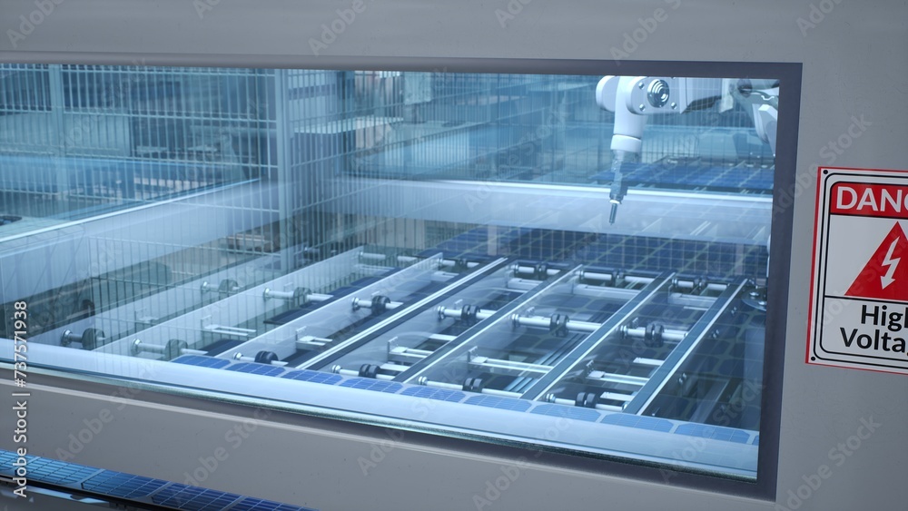 Interior wall safety glass in industrial high tech factory used to ...