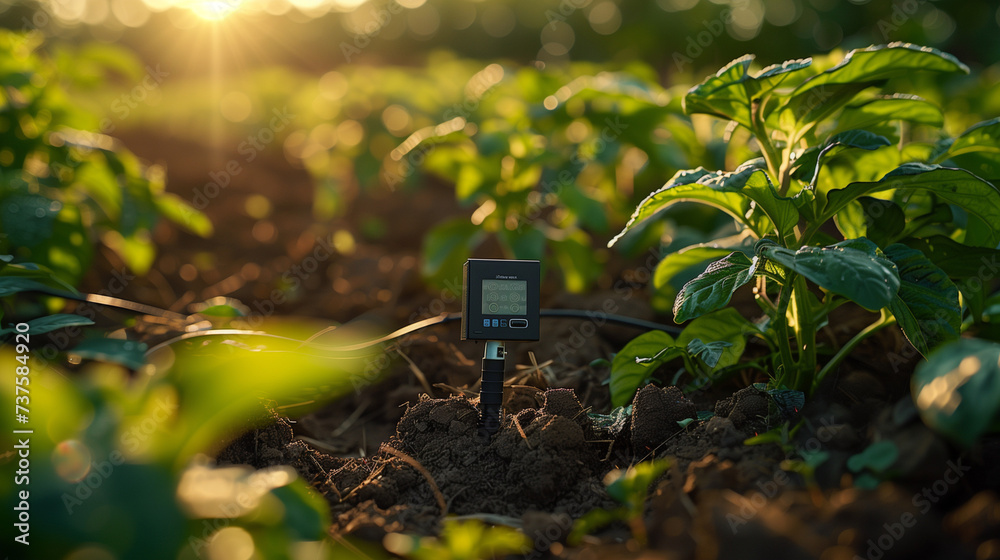 Soil moisture sensors actively measure water content in a precision ...