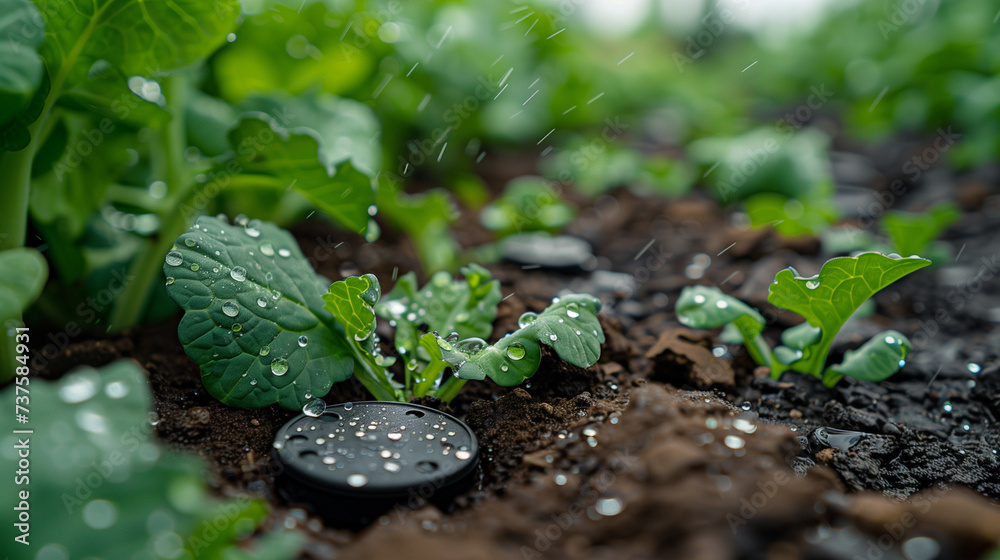 Soil moisture sensors actively measure water content in a precision ...