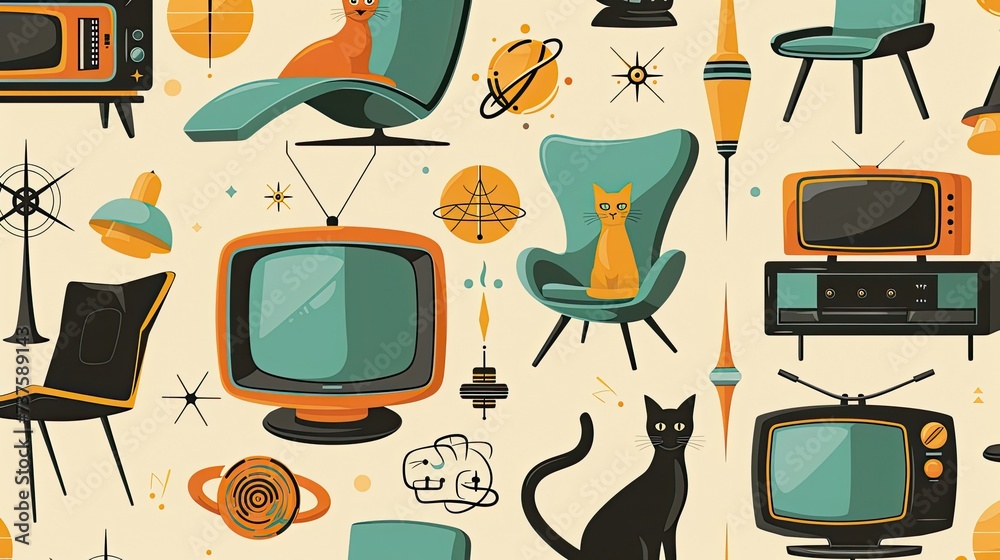 The generated image showcases a collection of stylized illustrations ...