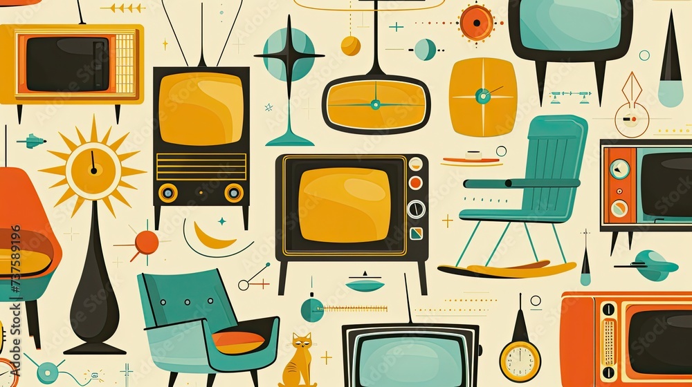 The generated image showcases a collection of stylized illustrations ...