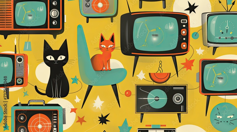The generated image showcases a collection of stylized illustrations ...