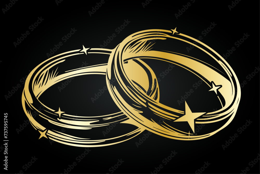 Goldene Eheringe Hochzeit Ringe Verlobung Symbol Vektor Stock Vector ...