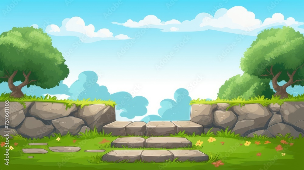 cartoon illustration Precipice with pathway between brown stone edges ...