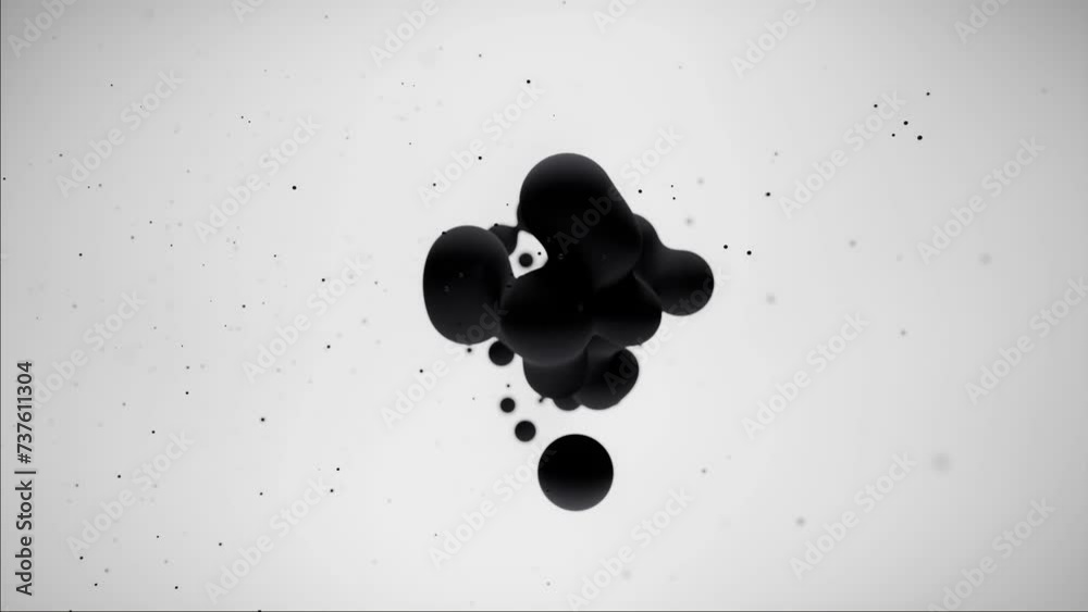 Abstract minimalist lava lamp like blob animation, black and white smooth 3d shapes animated ...