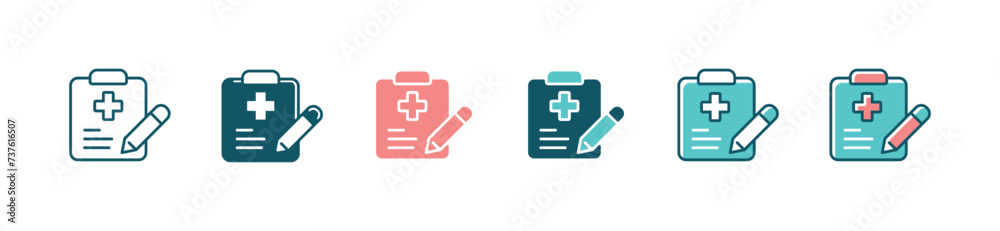 health check-up diagnosis clipboard icon vector set medical report ...
