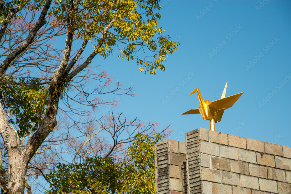The Tower of Paper Cranes in Peace Park in Nagasaki, Japan where ...