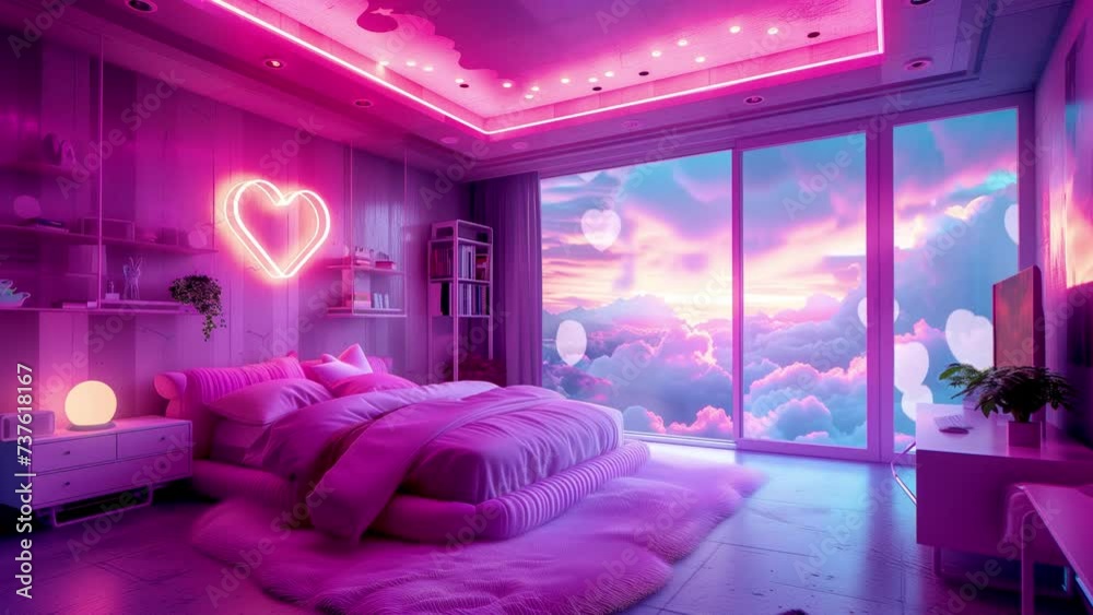 vtuber, lo-fi, bedroom, neon lights, cozy ambiance, digital art ...