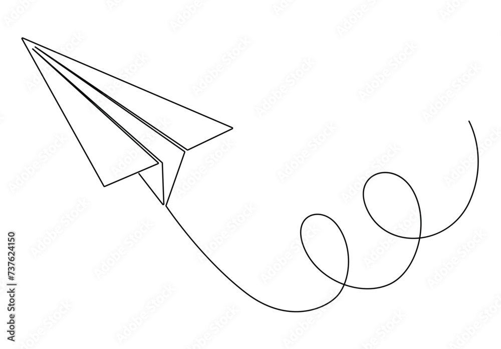 Paper airplane in one continuous line drawing vector illustration. Free ...
