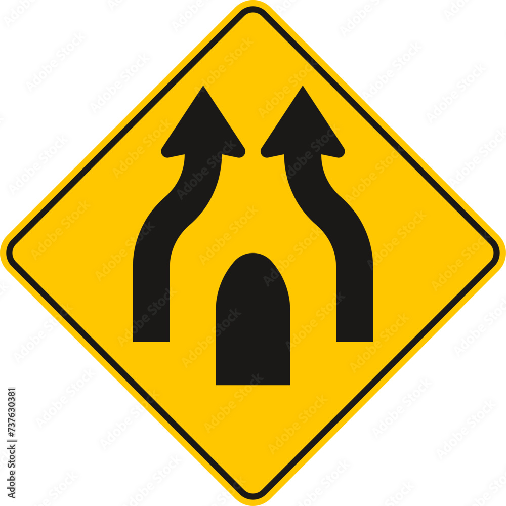 separeted highway ends 1 way, leaving obstacle behind, divided road ...