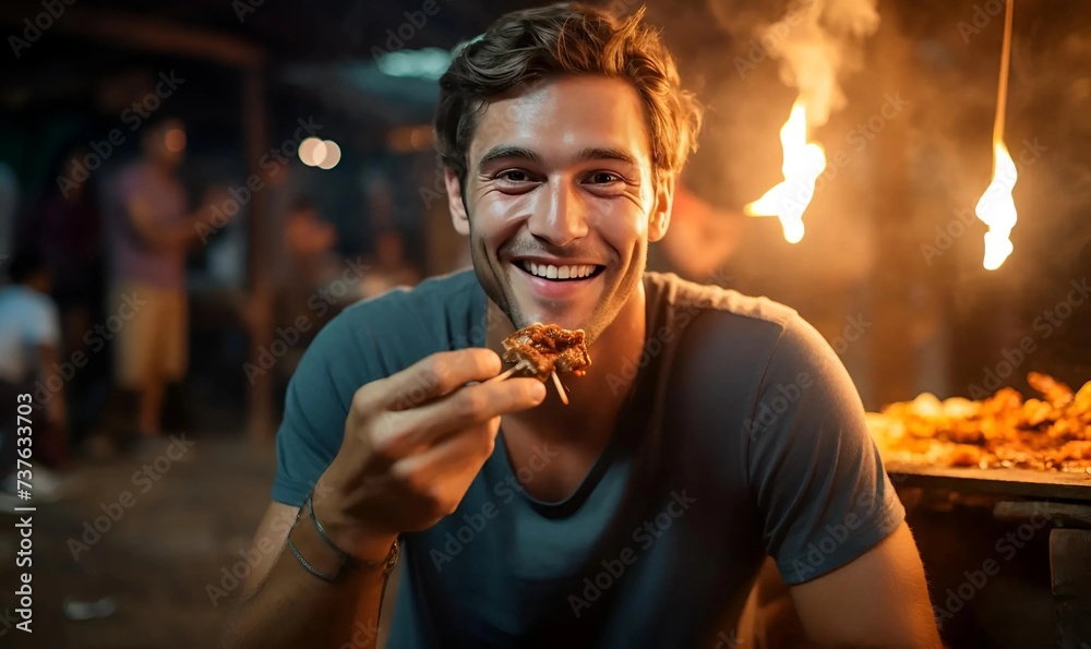 people man eating food for background design Stock Photo | Adobe Stock