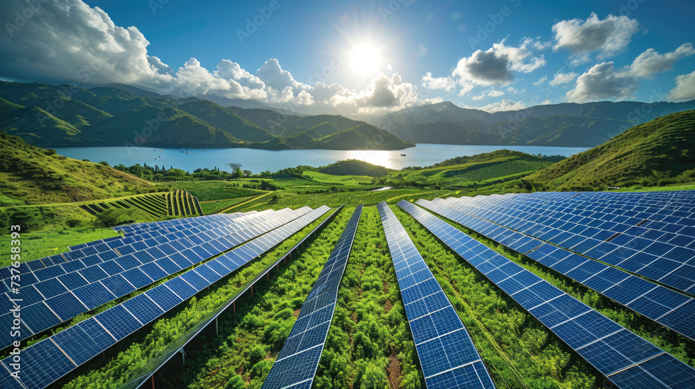 Solar Power Meets Natural Beauty green field, sustainable energy ...