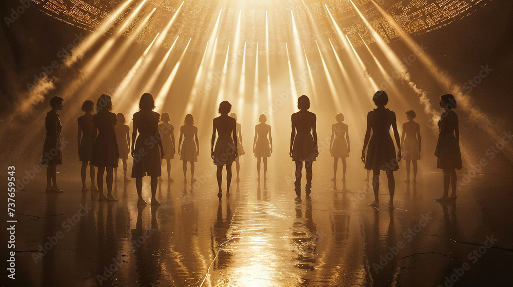 Alien Abduction Sci Fi Scene - Gold Light Beams Stock Photo | Adobe Stock