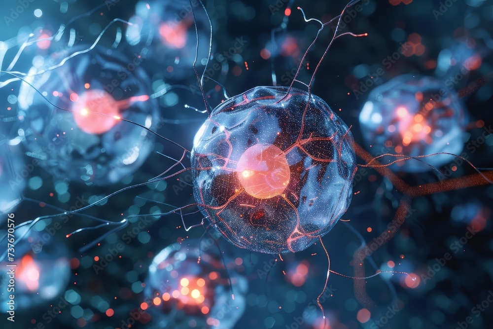 Innovative biotechnology concept visualizing the network of ...