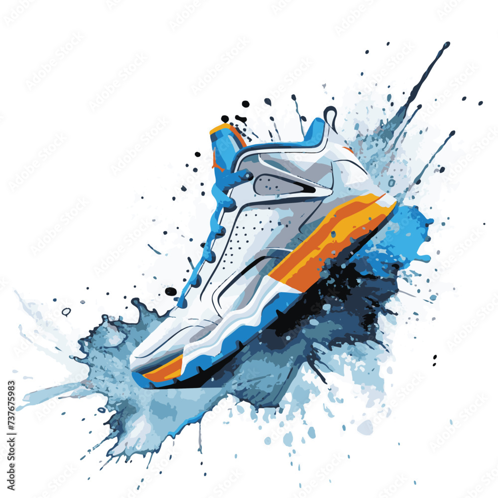 Sneakers and basketball shoes cool splash background style vector and ...