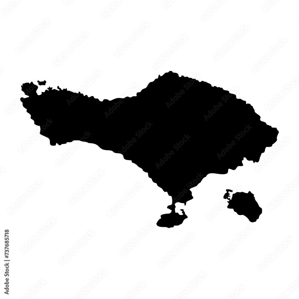 Bali vector map silhouette, isolated on white background. High detailed ...