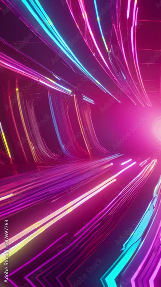 a Neon Tunnel Cave Futuristic Room Light Shine Glow Underground Vault ...