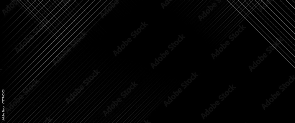 Vector dark black background with abstract white lines for presentation ...