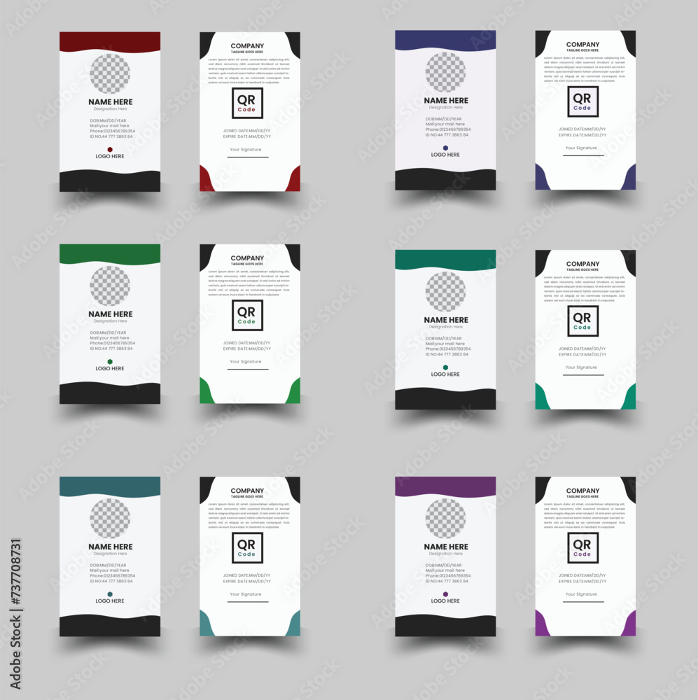 Set of 6 corporate business id card design template. business id card ...