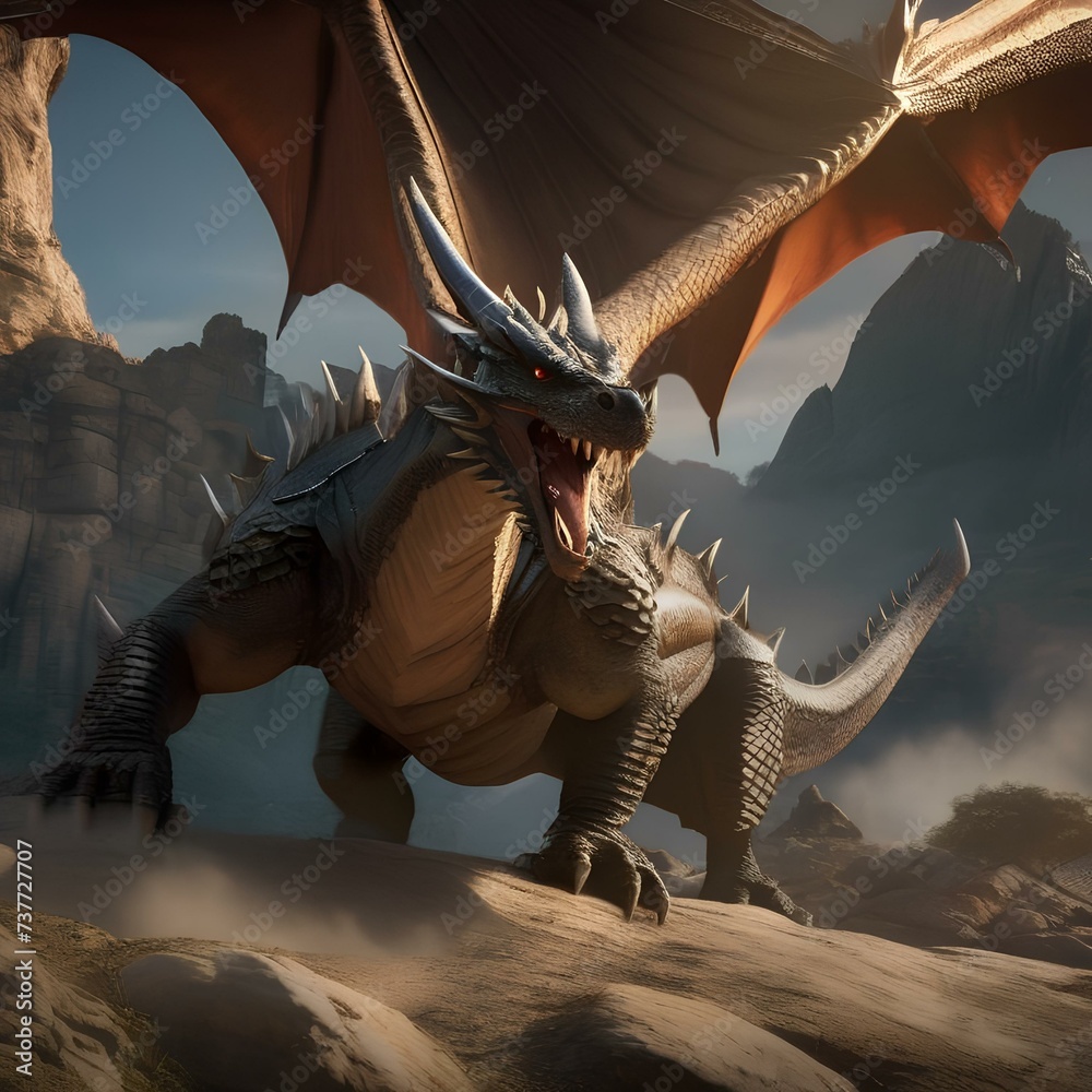 Epic dragon hunt, Fearless hunters tracking down a legendary dragon ...