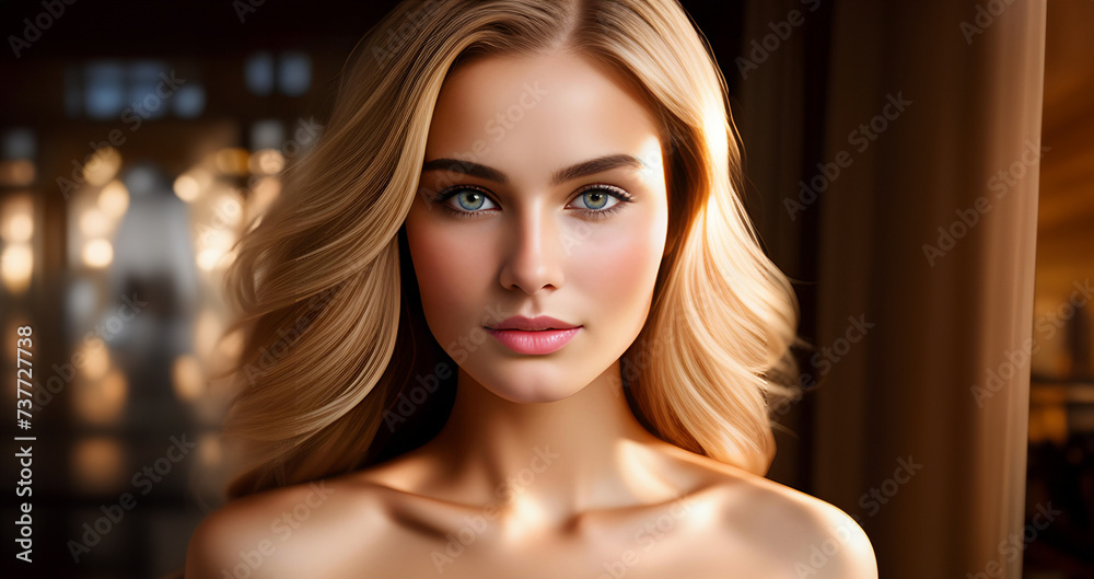 Female face. Beautiful brunette woman, portrait close up. Face of ...