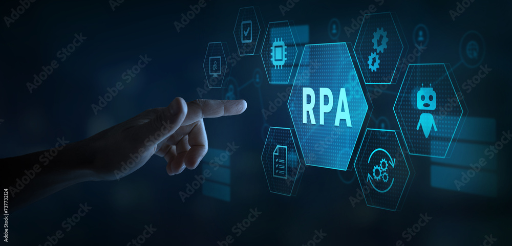 RPA concept, Robotic Process Automation technology to automate business ...