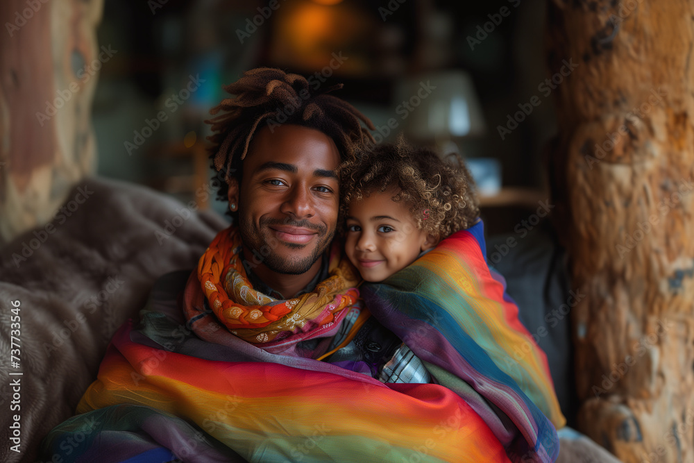 An African Father and Son Embracing Love and Happiness Indoors. A ...