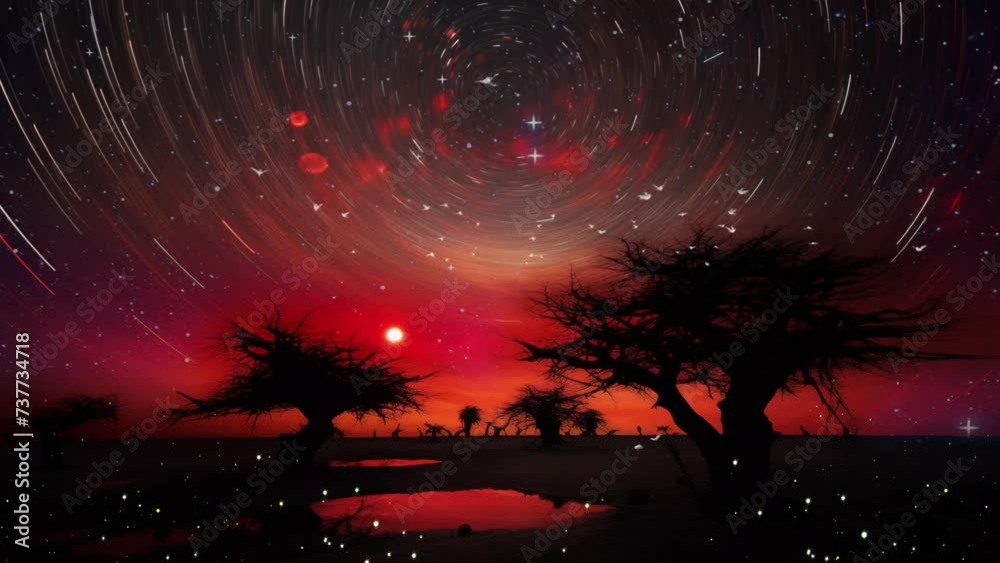 tree silhouette with exoplanet view. an extraordinary astrophotography ...