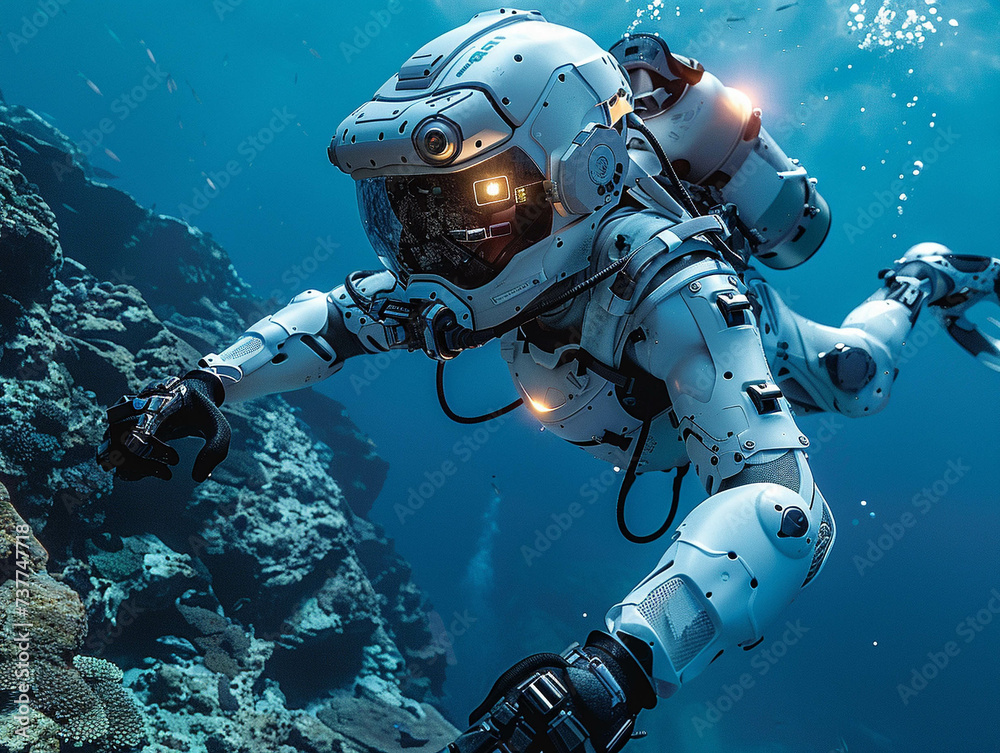 Deep sea exploration with nanotech enhanced suits allowing divers to ...
